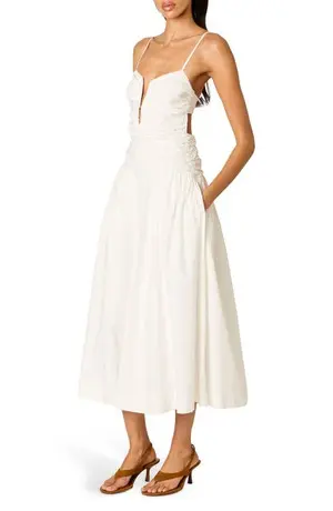 NIA Sawtelle Sleeveless Cotton Midi Dress - White