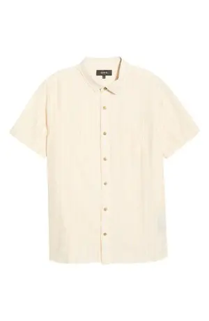 ROARK Crosswinds Short Sleeve Cotton Blend Dobby Button-up Shirt - Unbleached