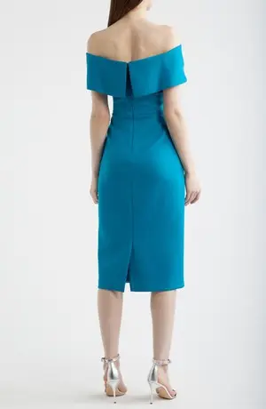 Eliza J Pleated Off-the-shoulder Cocktail Dress