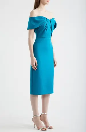 Eliza J Pleated Off-the-shoulder Cocktail Dress