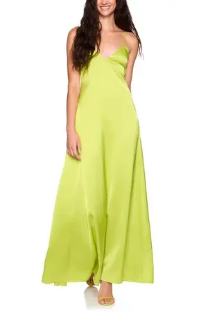 Susana Monaco Satin Slipdress - Chartreuse