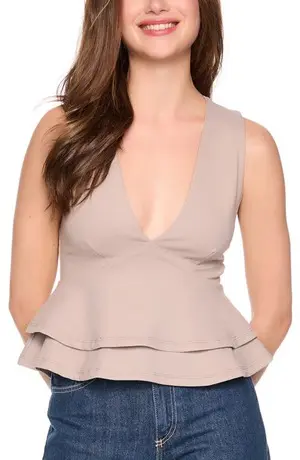 Susana Monaco Tiered Ruffle Tank - Sandstone