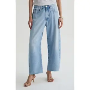 Ag Hattie Raw Hem High Waist Crop Barrel Jeans - Gesture