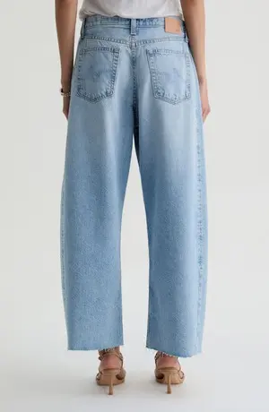 Ag Hattie Raw Hem High Waist Crop Barrel Jeans - Gesture