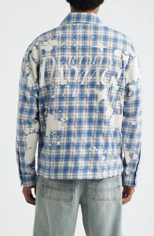 CRIMINAL DAMAGE Bleached Plaid Snap-up Shirt