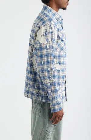 CRIMINAL DAMAGE Bleached Plaid Snap-up Shirt