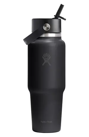 HYDRO FLASK 32-ounce Wide Mouth Travel Bottle With Flex Straw Cap - Black
