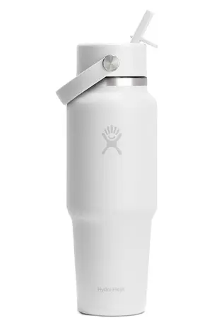 HYDRO FLASK 32-ounce Wide Mouth Travel Bottle With Flex Straw Cap - White