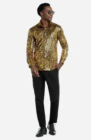 Opposuits Golden Geo Star Modern Tailored Fit Button-up Shirt