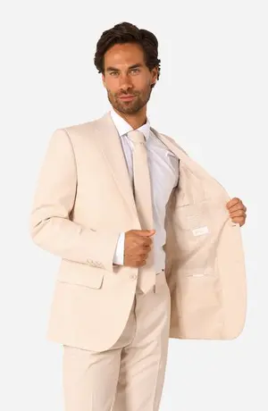 Opposuits Dandy Sandy Slim Fit Two-piece Suit & Tie Set - Beige