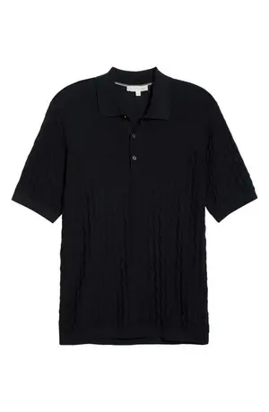 JACK VICTOR Dylan Cotton & Silk Jacquard Polo Sweater