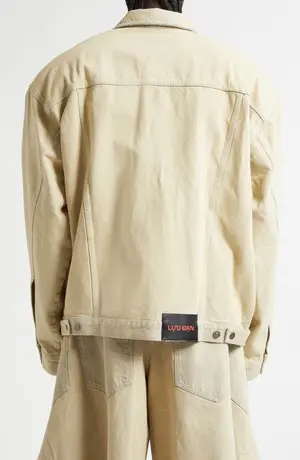 LU'U DAN Oversized Cotton Denim Jacket - Whitewashed