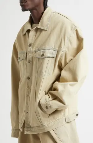 LU'U DAN Oversized Cotton Denim Jacket - Whitewashed