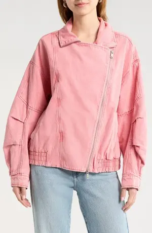 Avec Les Filles Denim Bomber Jacket - Sunset