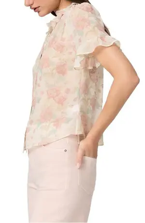 Paige Sunisa Silk Button-up Top - Bone Multi