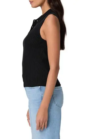 Paige Vesta Rib Sleeveless Polo - Black