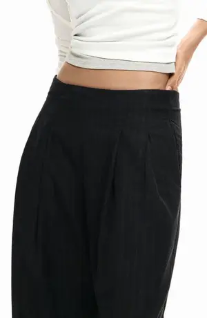 Desigual Pleat Front Wide-leg Pants - Black