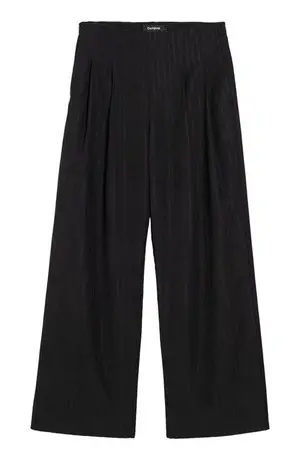 Desigual Pleat Front Wide-leg Pants - Black