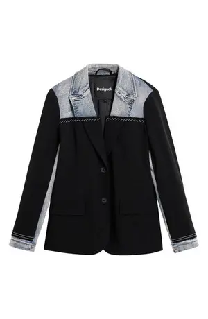 Desigual Mixed Media Blazer - Black