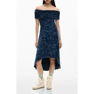 Desigual Off-the-shoulder High-low Knit Dress