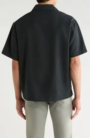 Brixton Journey Water Resistant Short Sleeve Half Zip Popover Shirt - Black