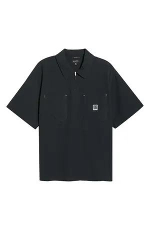 Brixton Journey Water Resistant Short Sleeve Half Zip Popover Shirt - Black