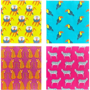 JOLLITY & CO Jungle Animals Cocktail Napkins - Assorted Pre-pack