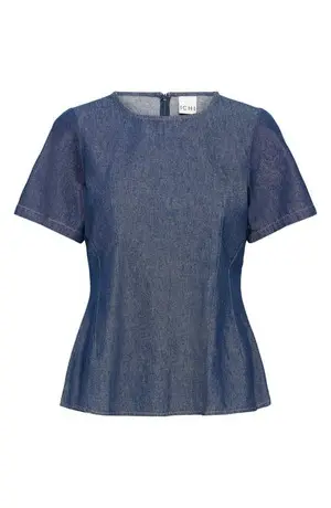 ICHI Ihtulle Denim Peplum Top