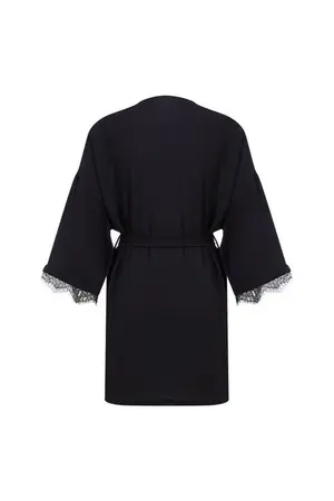 HOUSE OF SILK Caroline Chiffon Robe - Black