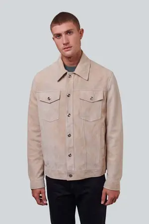 FURNIQ UK Enzo Suede Shirt Jacket - Beige