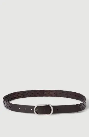 Brunello Cucinelli Braided Leather Belt - Rust Brown