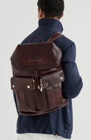 Brunello Cucinelli Calfskin Leather Leisure Backpack