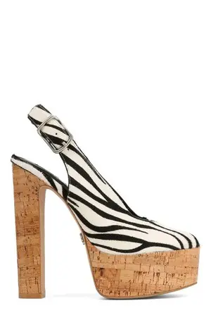 NAKED WOLFE Rare Pony Platform Slingbacks - Zebra