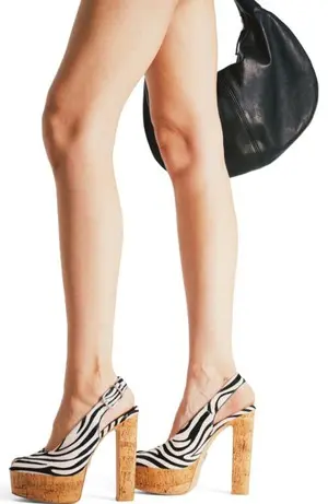 NAKED WOLFE Rare Pony Platform Slingbacks - Zebra