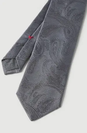 Brunello Cucinelli Paisley Silk Neck Tie - Dark Grey