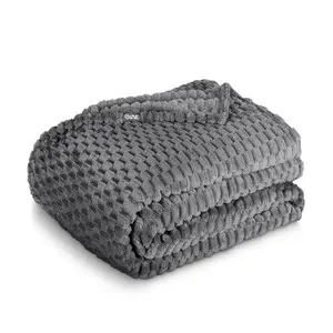BARE HOME Waffle Microplush Fleece Throw Blanket - Grey