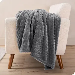 BARE HOME Waffle Microplush Fleece Throw Blanket