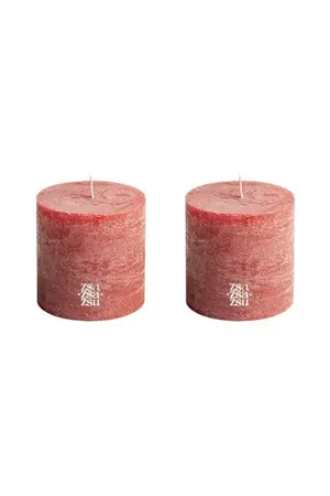 ZSA ZSA ZSU Deurne Pillar Candle 3.5 In Set Of 2 - Red