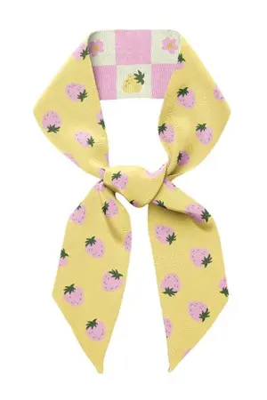 CENTINELLE Strawberry Checkers Twilly Ribbon Scarf - Pink