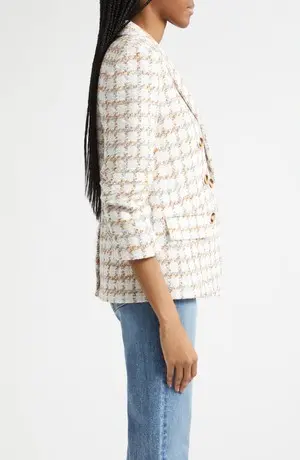 Veronica Beard Ryland Double-breasted Metallic Tweed Dickey Jacket