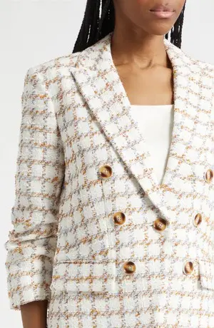 Veronica Beard Ryland Double-breasted Metallic Tweed Dickey Jacket