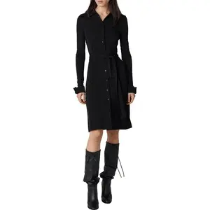 Diane Von Furstenberg Long Sleeve Shirtdress - Black