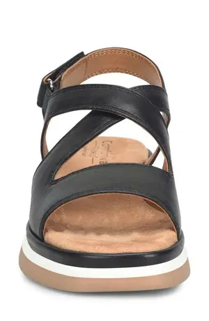 COMFORTIVA Amethyst Slingback Platform Wedge Sandal - Black