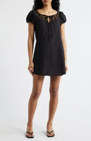 BELLA VENICE Margaret Lace Trim Minidress