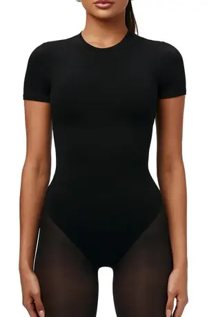 Naked Wardrobe Smooth Crewneck Bodysuit - Black