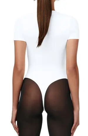 Naked Wardrobe Smooth Crewneck Bodysuit - White