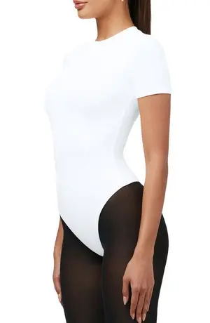 Naked Wardrobe Smooth Crewneck Bodysuit - White