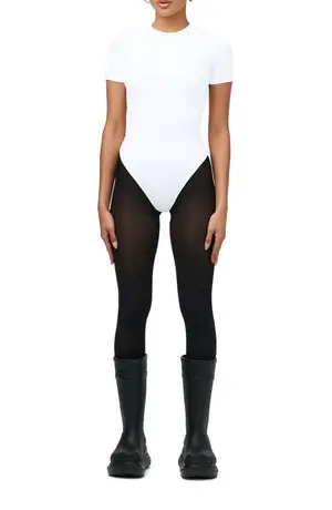 Naked Wardrobe Smooth Crewneck Bodysuit - White
