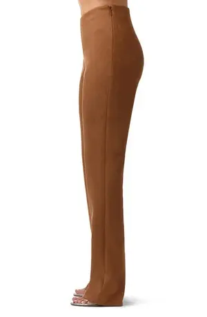 Naked Wardrobe Straight Leg Faux Suede Pants - Mocha