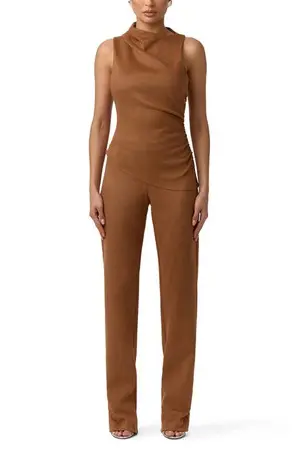 Naked Wardrobe Straight Leg Faux Suede Pants - Mocha